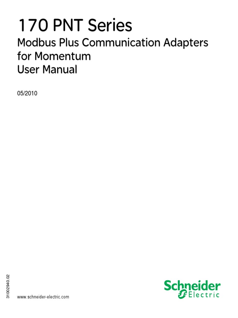 170 PNT Series: Modbus Plus Communication Adapters For Momentum User Manual | PDF | Input/Output ...