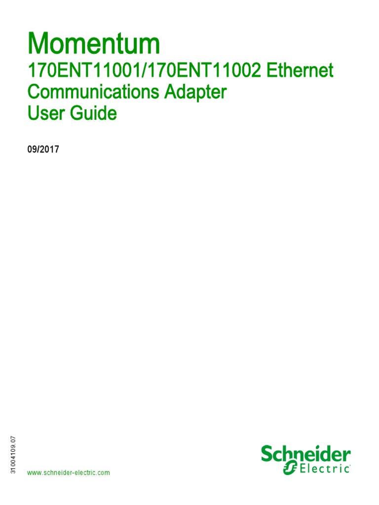 Momentum: 170ENT11001/170ENT11002 Ethernet Communications Adapter User ...