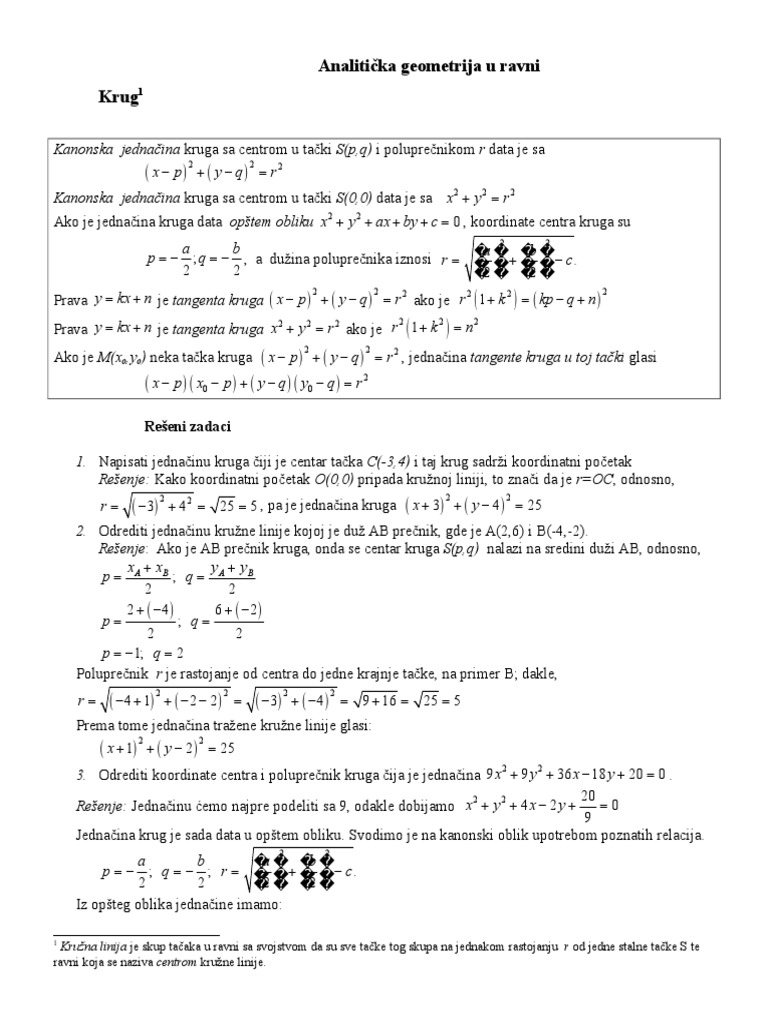 Analiticka Geometrija U Ravni | PDF