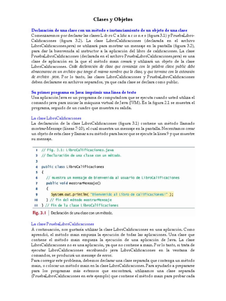 Clases y Objetos en Java | PDF | Objeto (informática) | Constructor ...
