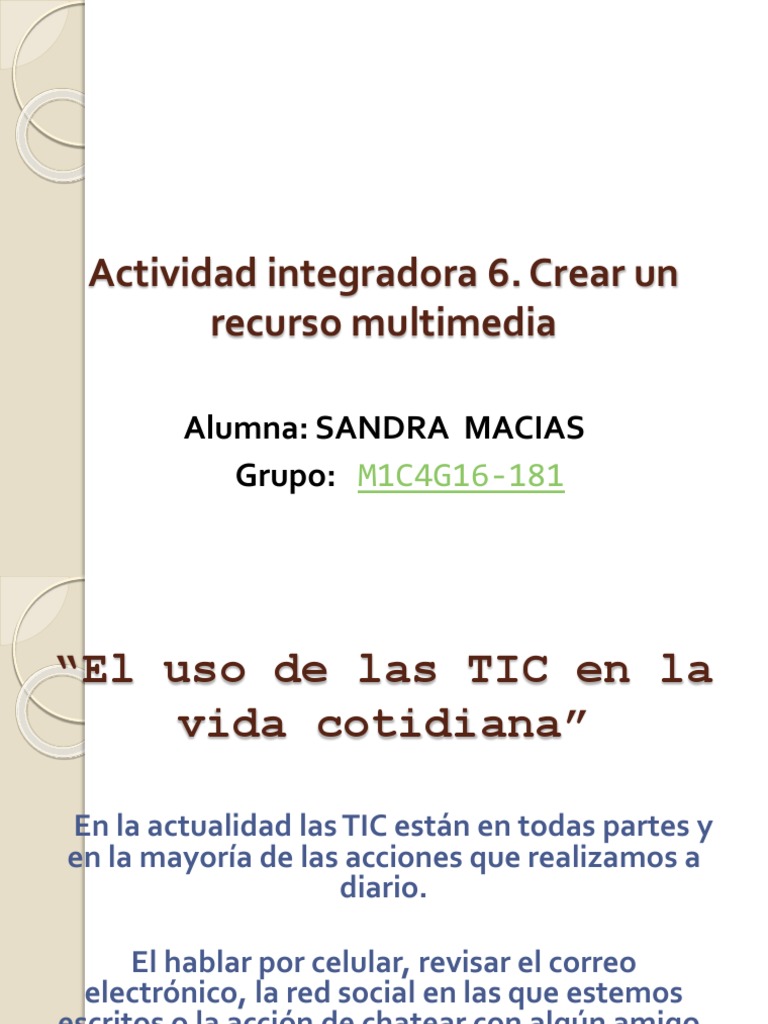 Actividad Integradora 6. Crear Un Recurso Multimedia | PDF | Tecnología de información y ...