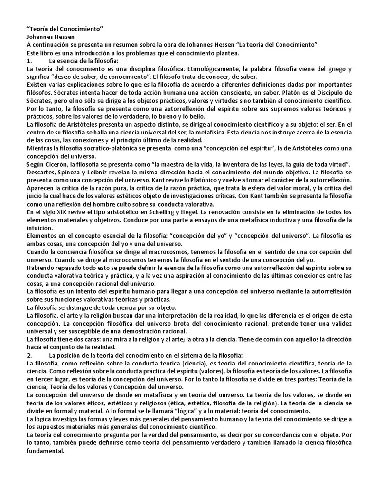 Teoría Del Conocimiento | PDF | Realismo filosófico | Conocimiento