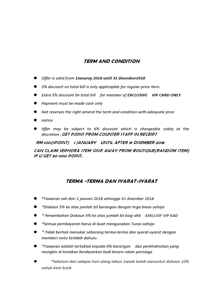 Term and Condition | PDF