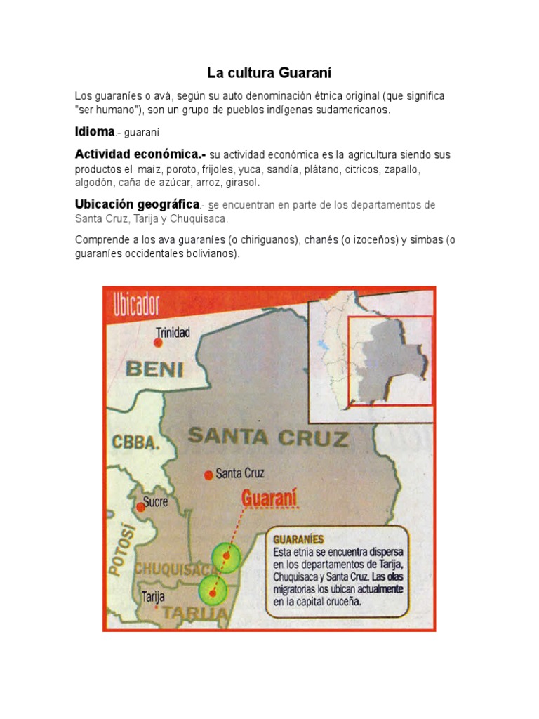 Mapa y ubicación de la cultura guaraní en Bolivia | PDF