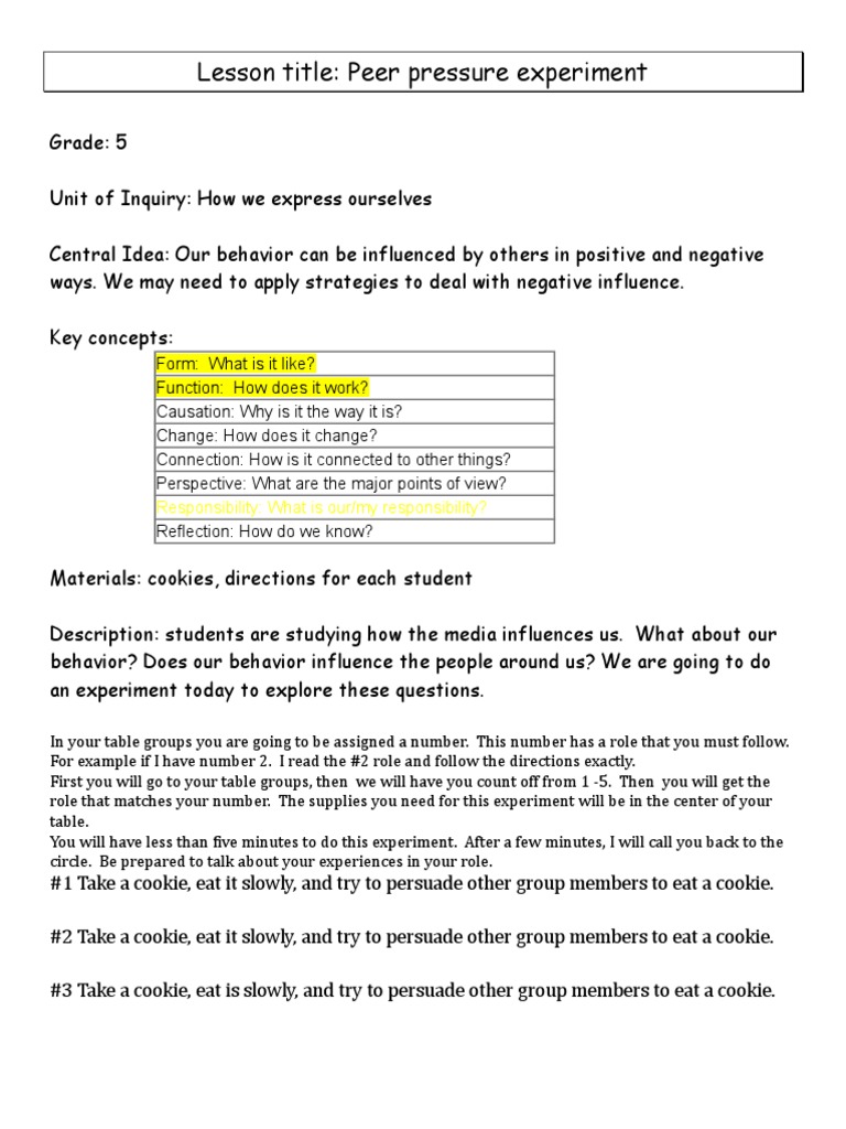 Exploring Peer Pressure in Class | PDF | Experiment | Behavior