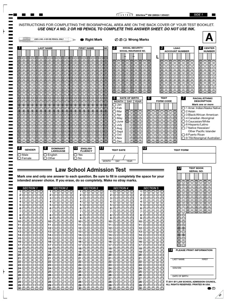 LSAT Answer Sheet | PDF | Business