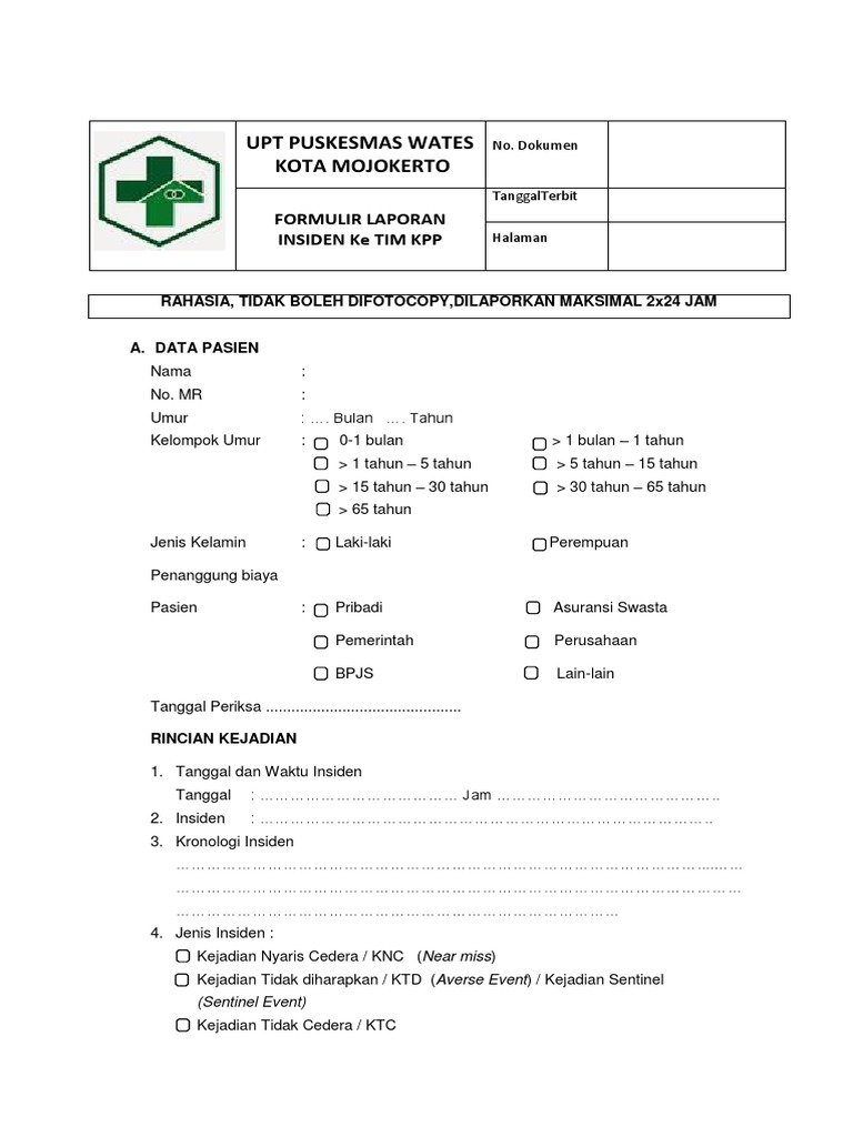 Form Kejadian Keselamatan Dan Form PPI | PDF