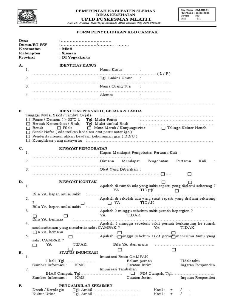 Form PE KLB Campak | PDF
