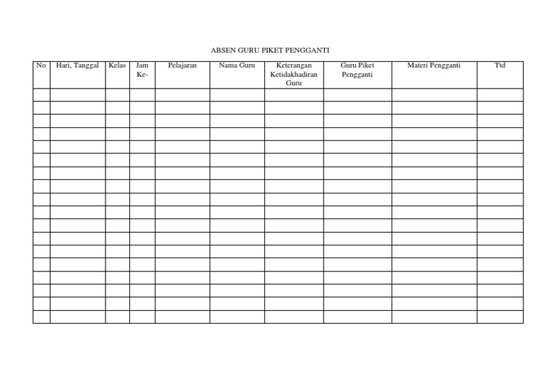 Absen Guru Piket Pengganti | PDF