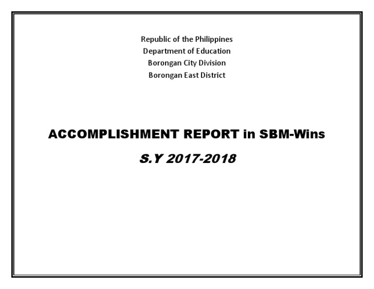 Accomplishment Report in Sbm-Wins | PDF