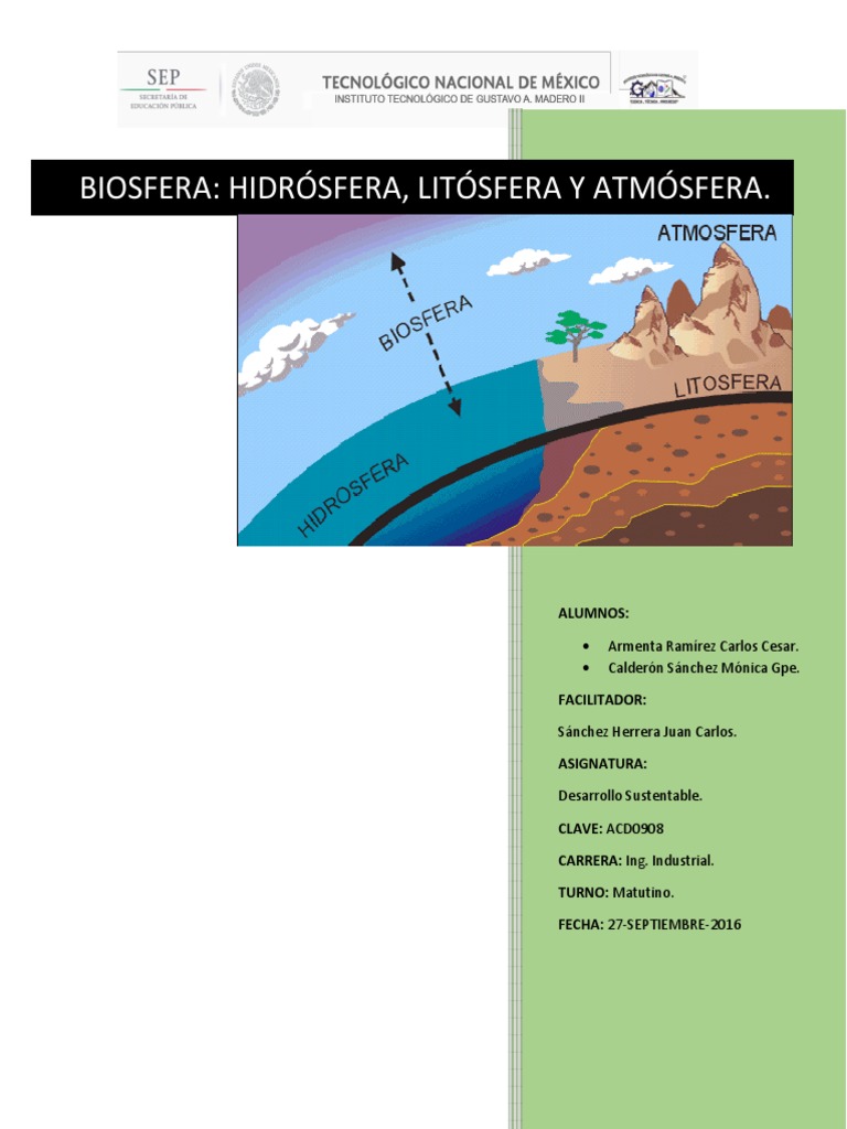 Biosfera, Hidrosfera, Atmosfera, Litosfera ARMENTA CALDERON | PDF ...