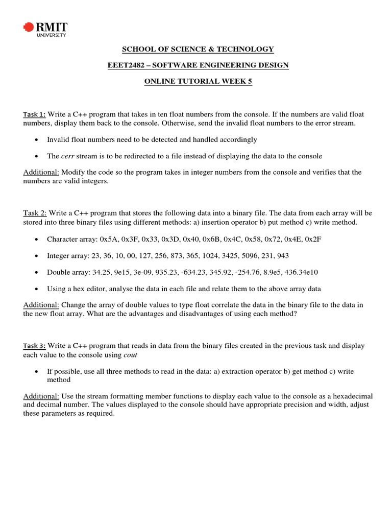 School of Science & Technology Eeet2482 - Software Engineering Design ...