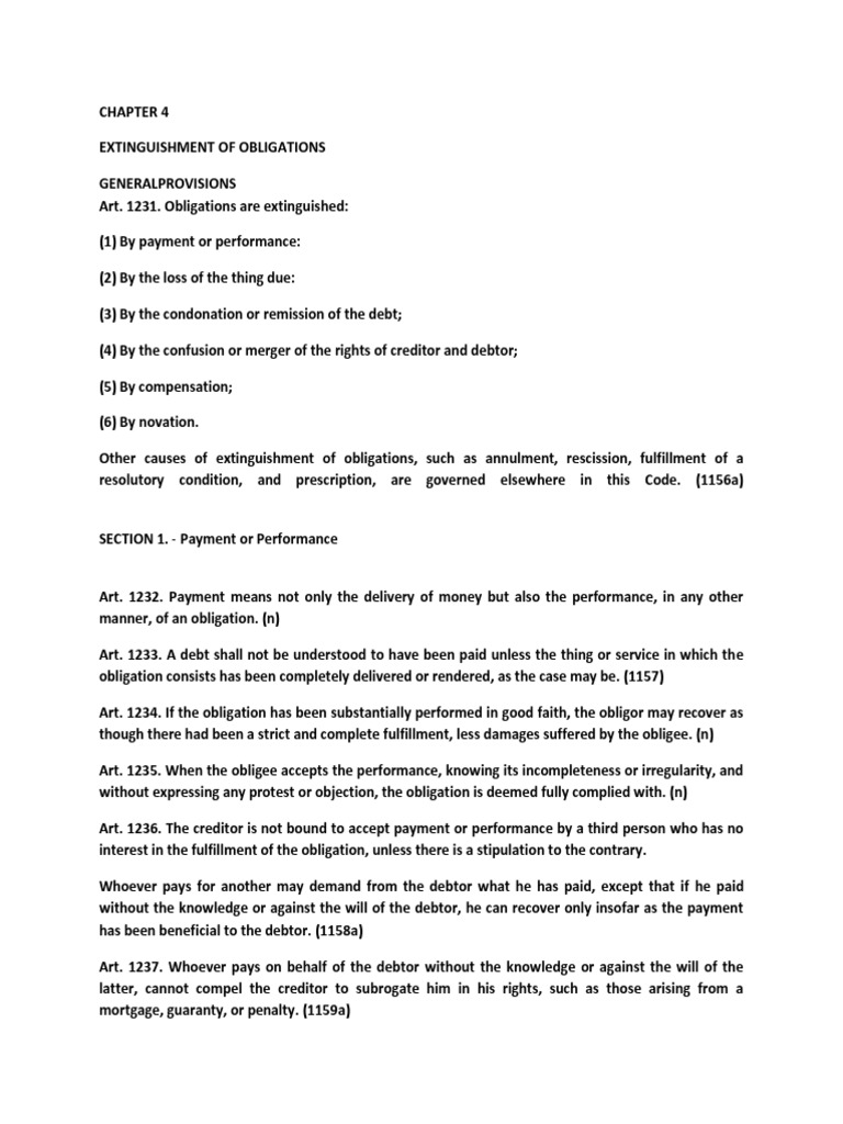 Extinguishment of Obligation | PDF | Assignment (Law) | Payments