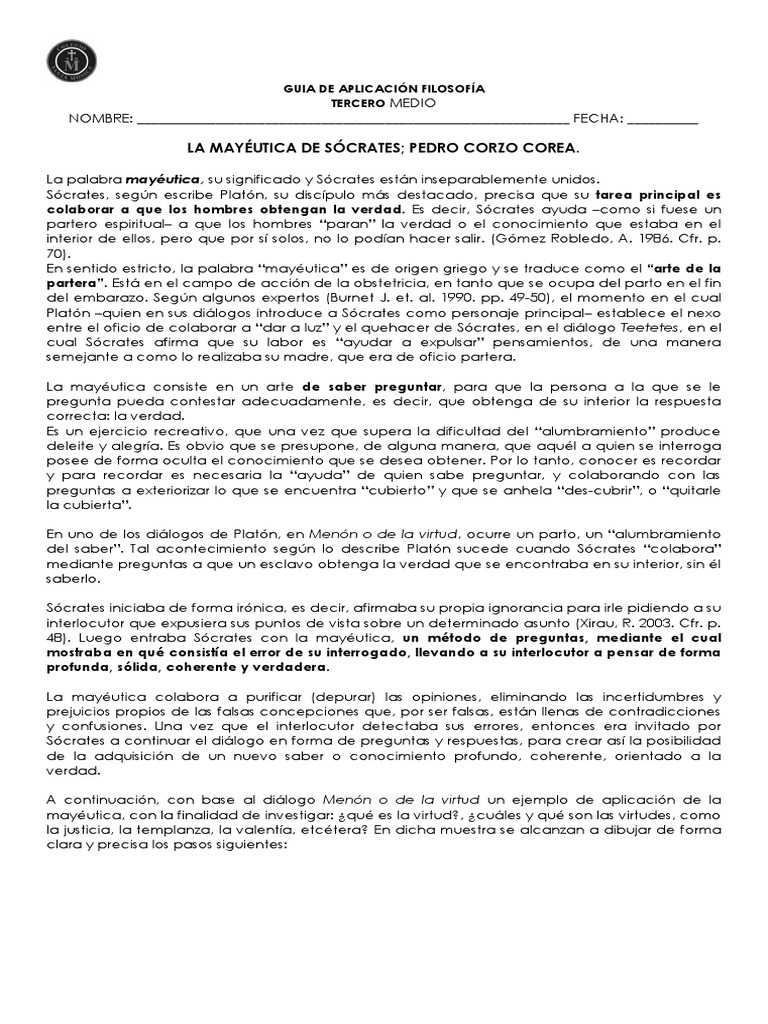 La Mayéutica de Sócrates: Ejemplos y Pasos | PDF | Sócrates | Platón