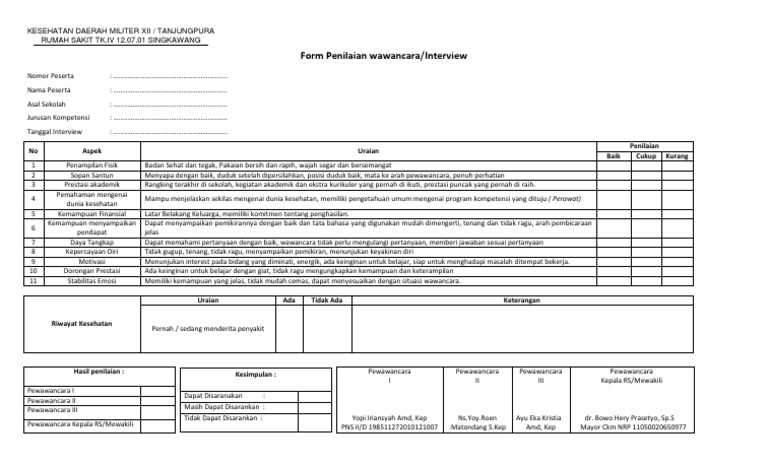 Form Penilaian Wawancara Karyawan Baru | PDF