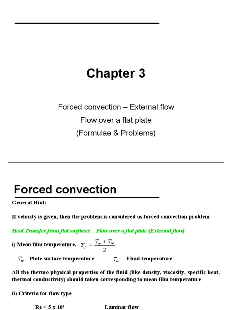 Class IV - Forced Convection - External Flow - Flat Plate - Formulae & Problems | PDF | Boundary ...