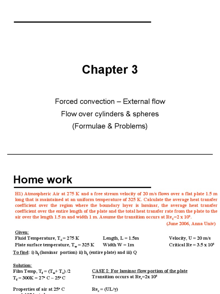 Class V - Forced Convection - External Flow - Cylinders & Spheres ...