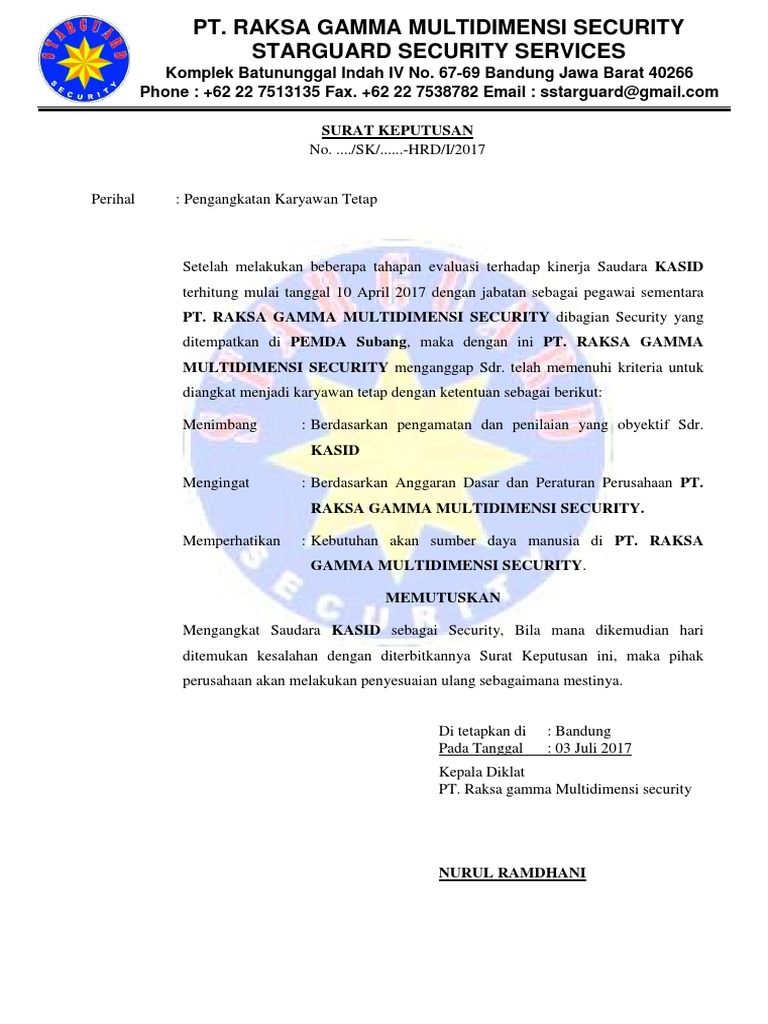 4 Download Contoh Surat Keputusan (SK) Pengangkatan Pegawai Tetap ...