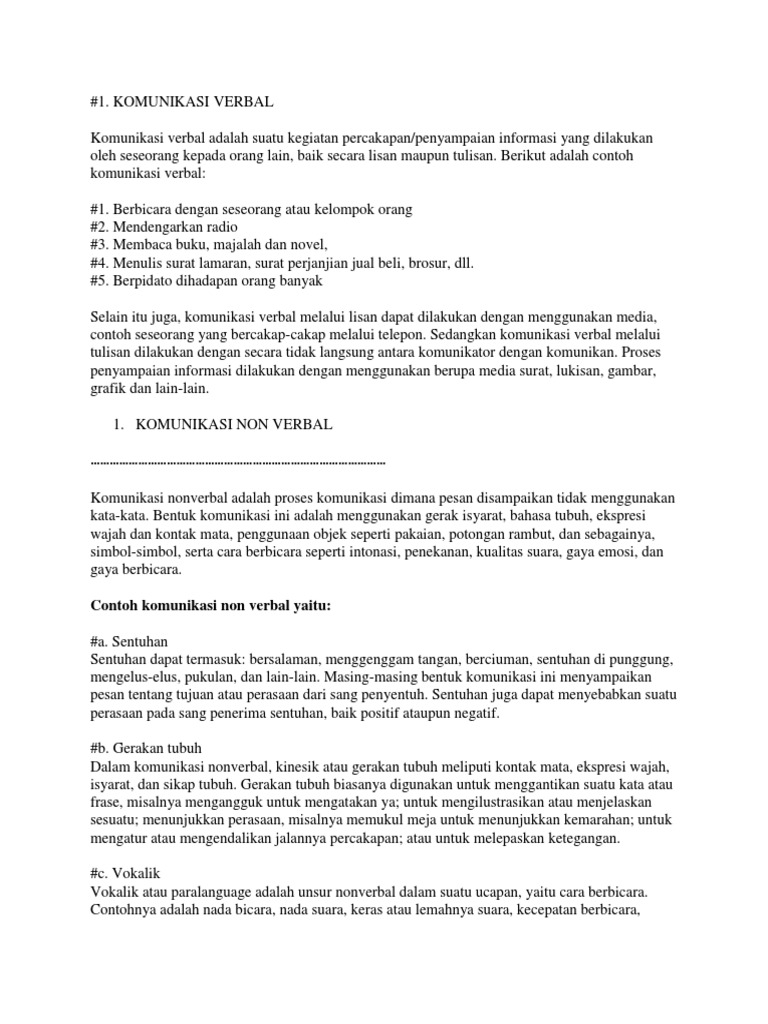 Kombis - 5 Contoh Verbal Dan Nonverbal | PDF