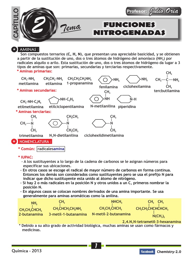 Funciones Nitrogenadas | PDF | Amina | Ácido carboxílico