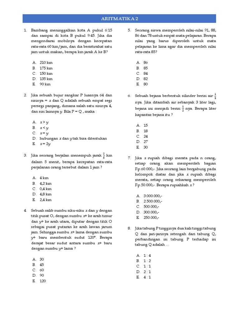 Aritmatika Dasar 2 | PDF