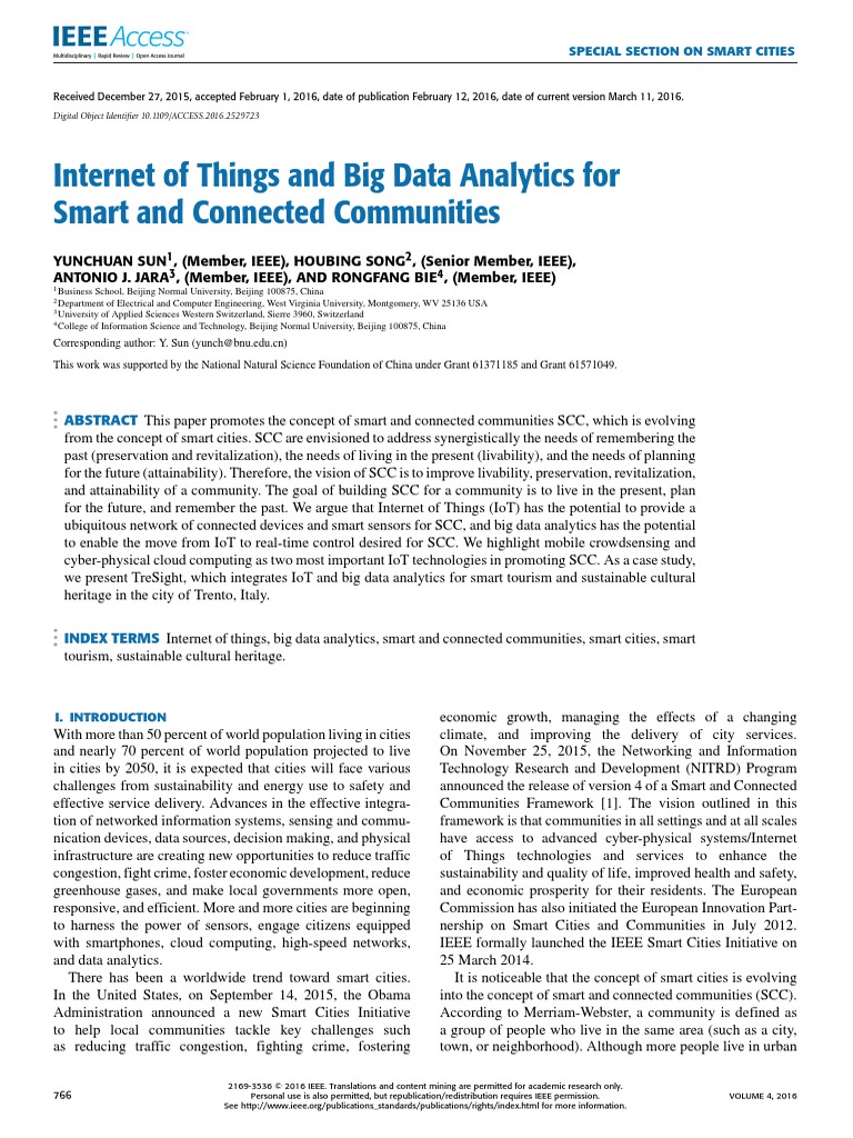 Internet of Things and Big Data Analytics For Smart and Connected ...