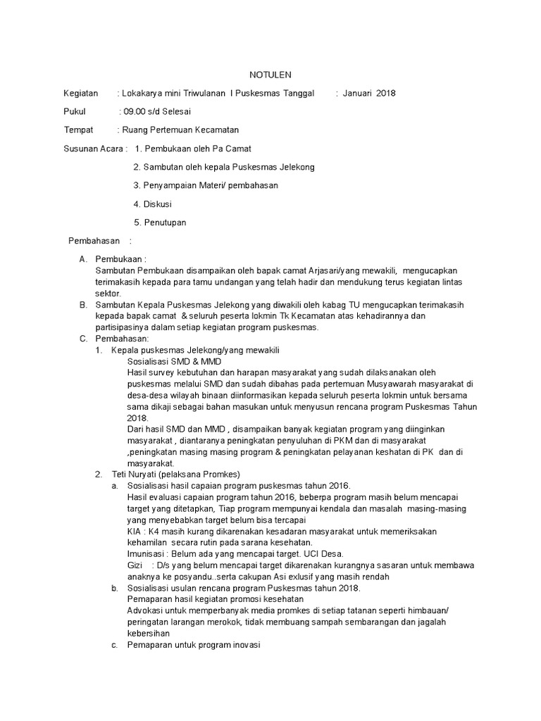 Notulen Lokmin LS | PDF