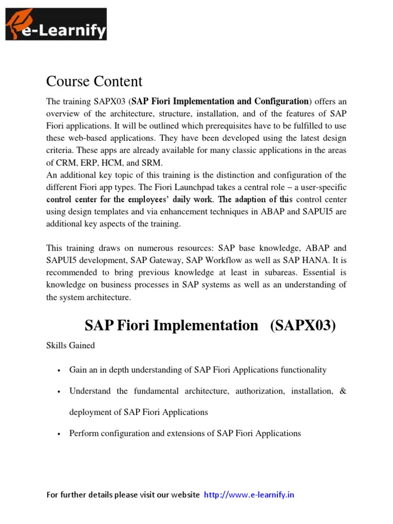 Course Content: SAP Fiori Implementation (SAPX03) | PDF | Sap Se | Business Process