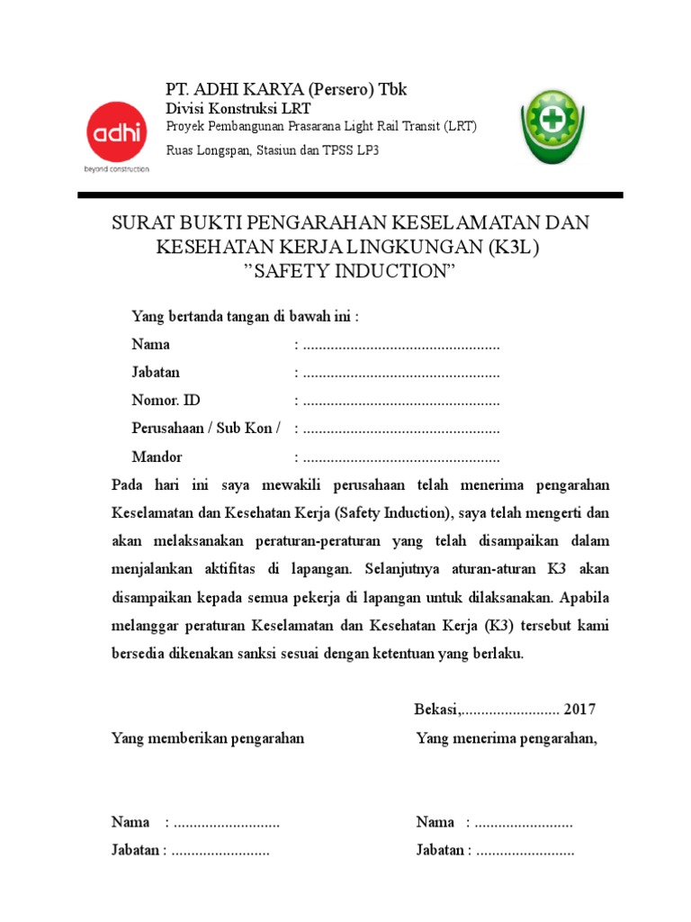 Form Safety Induction - LP3 | PDF