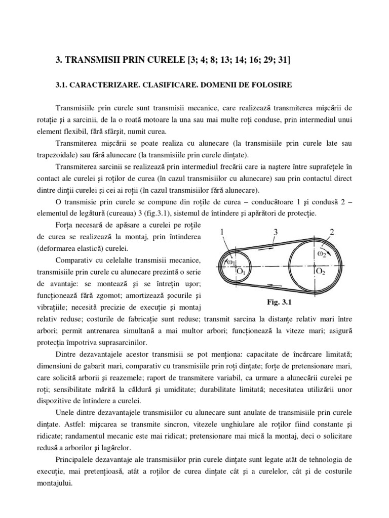 transmisii prin curele