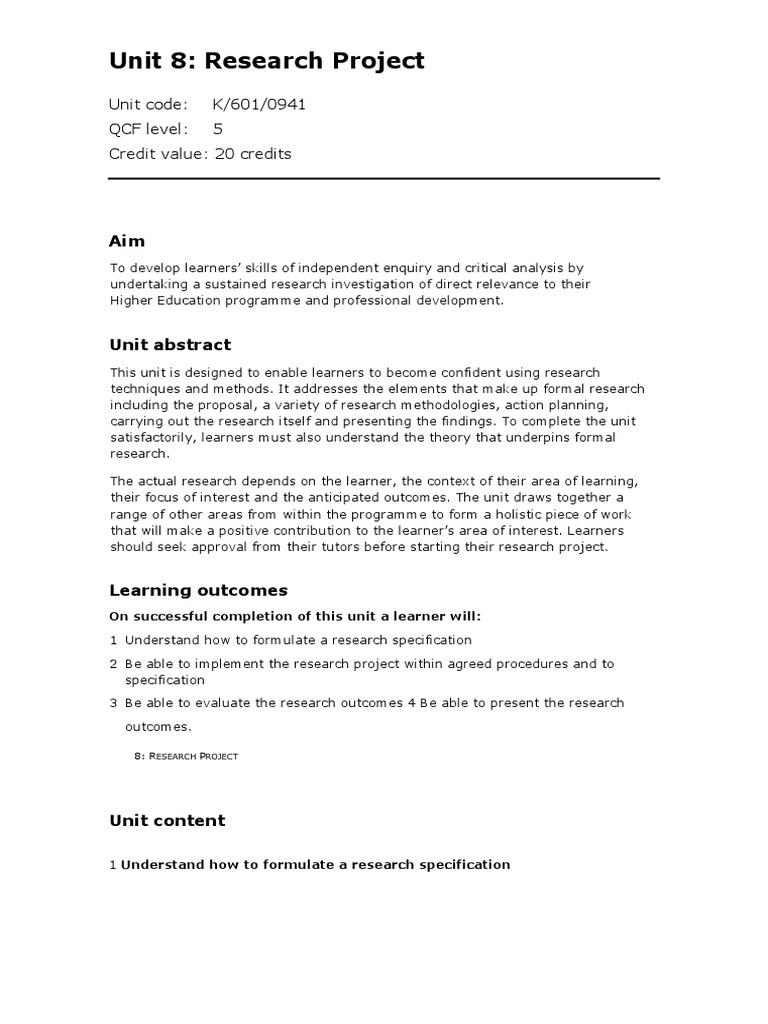BTEC HNDs Research Project | PDF | Reliability Engineering | Validity ...