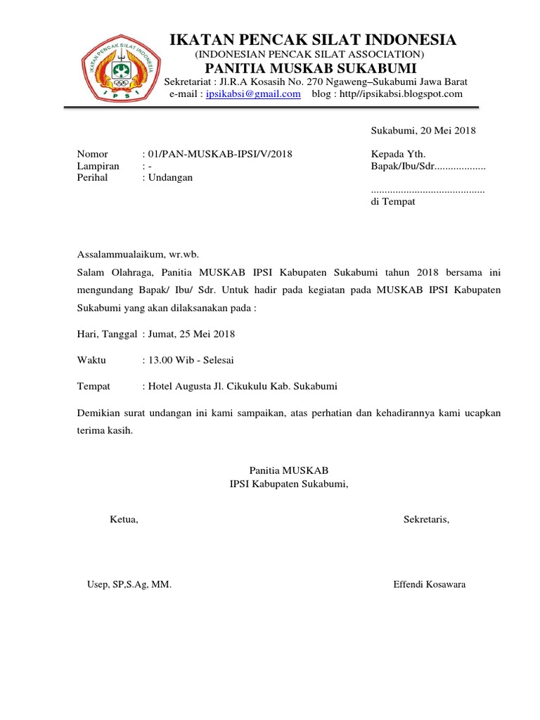 Surat Undangan Muskab | PDF