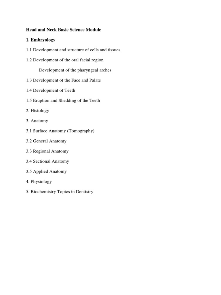 Head and Neck Basic Science Module | PDF