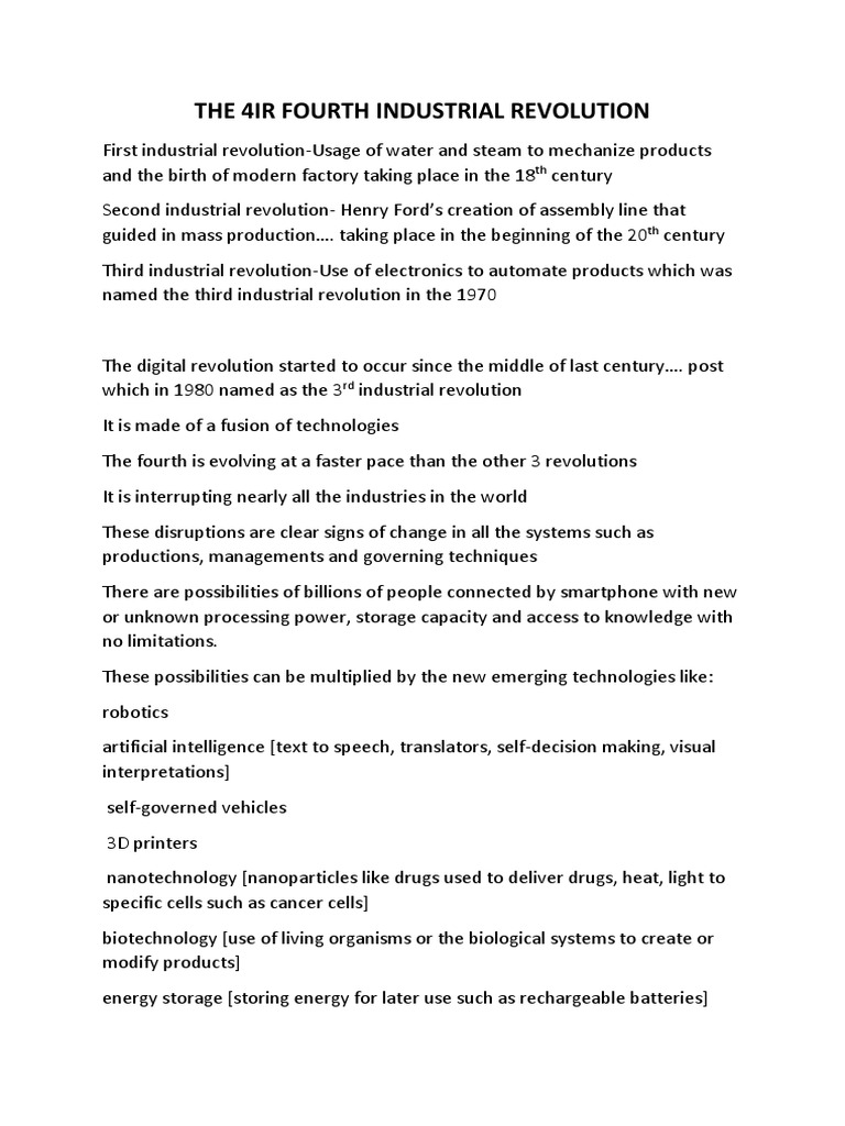 The 4ir Fourth Industrial Revolution | PDF | Industrial Revolution ...