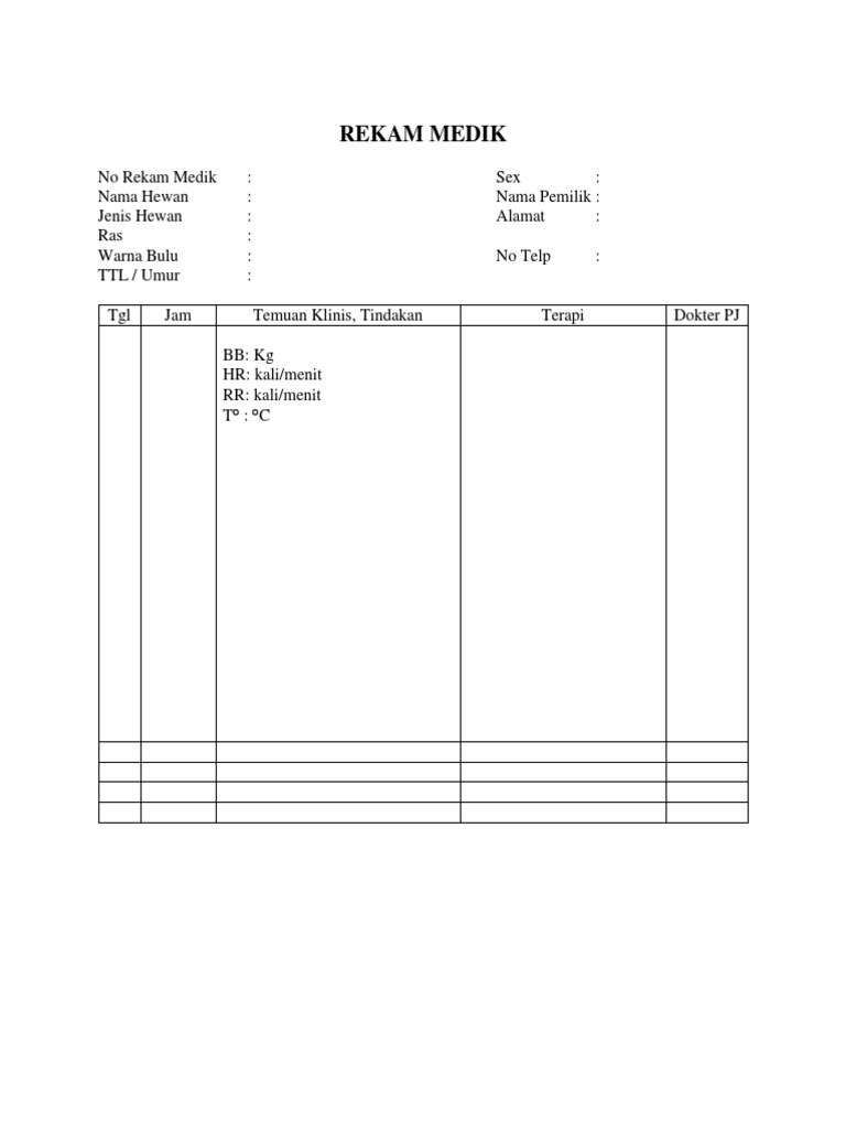 Form Rekam Medik | PDF