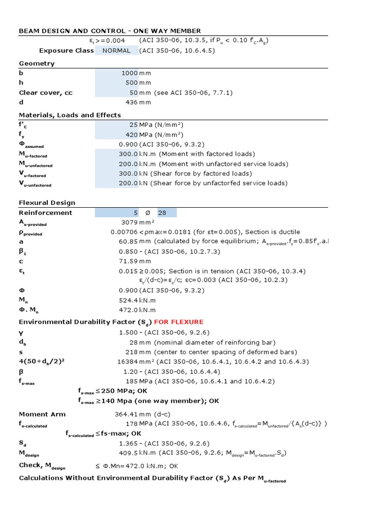 Aci 350 Beam | PDF | Bending | Engineering