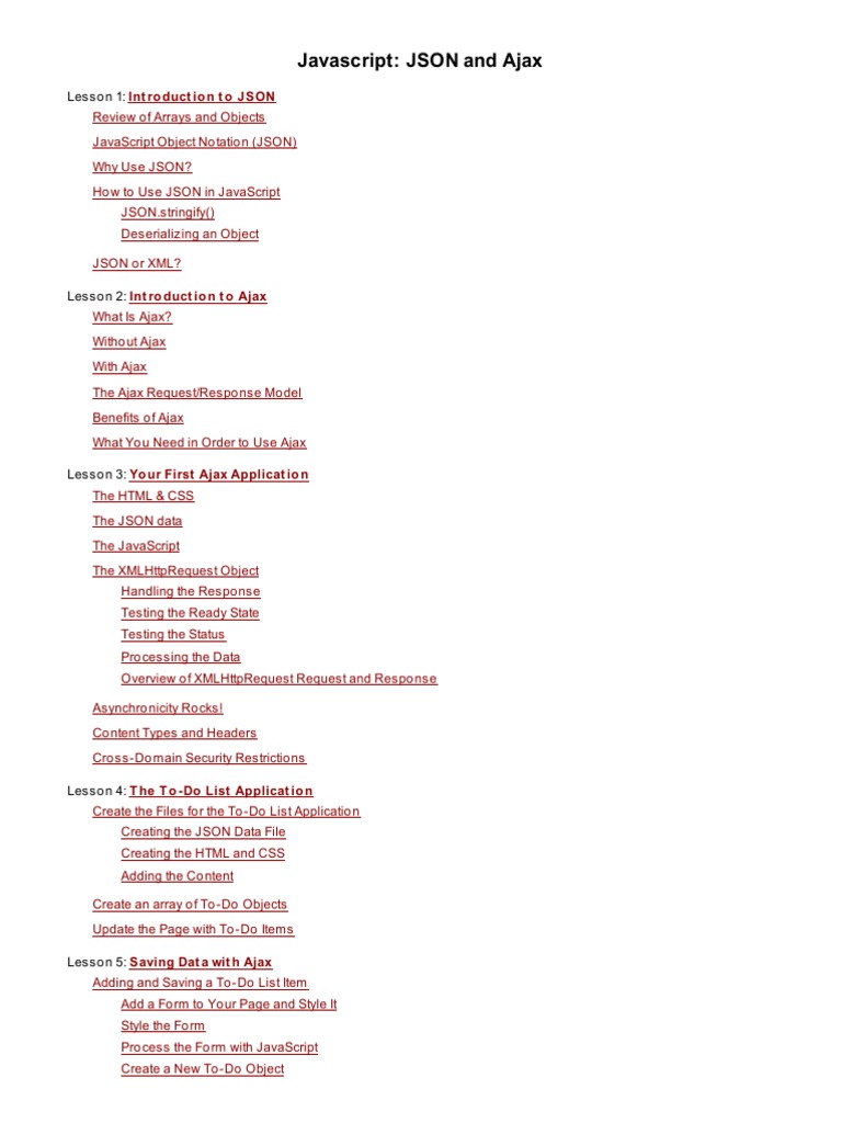 Javascript JSON and Ajax v2 - 2 | PDF | Ajax (Programming) | Json