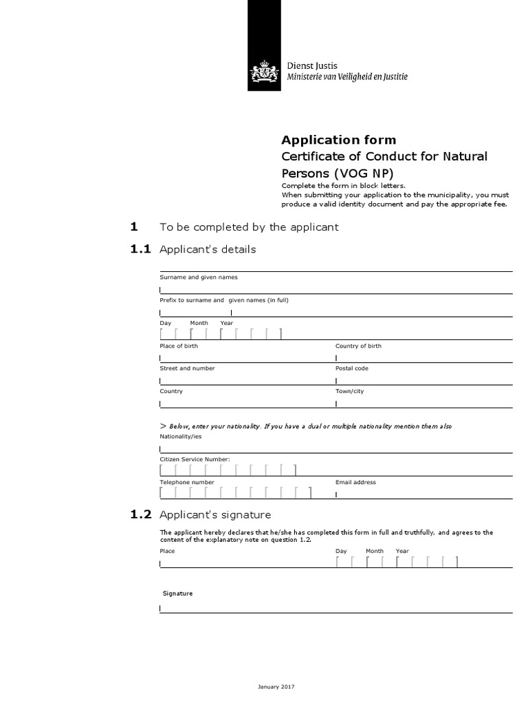 Aanvraagformulier VOG NP (English) - 2.2 - tcm34-84796 | PDF | Public ...