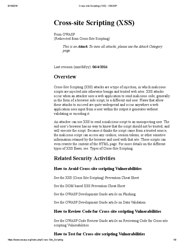 Cross-Site Scripting (XSS) - OWASP | PDF | Http Cookie | Information Science