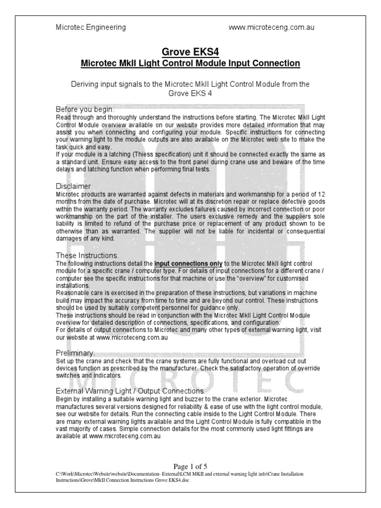 MkII Connection Instructions Grove EKS4 | PDF | Electrical Connector | Switch