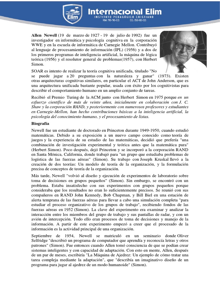 Procesamiento de La Información - Allen Newell | Conceptos psicologicos ...