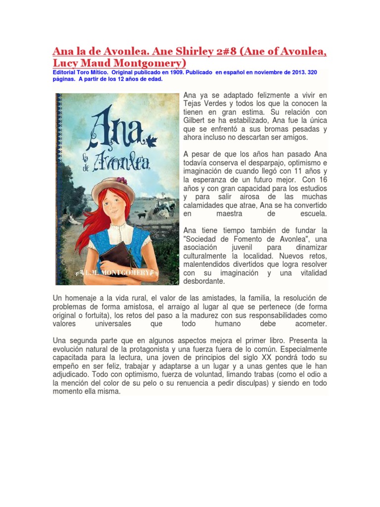 Ana La de Avonlea | PDF