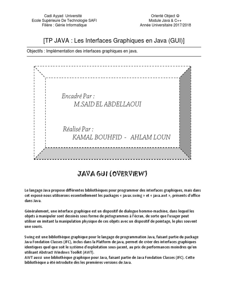 Interfaces Graphiques en Java | PDF | Interface graphique | Java (Langage de programmation)
