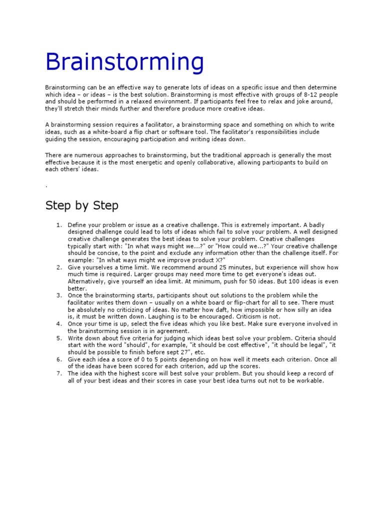 Brainstorming | PDF | Brainstorming | Cognition