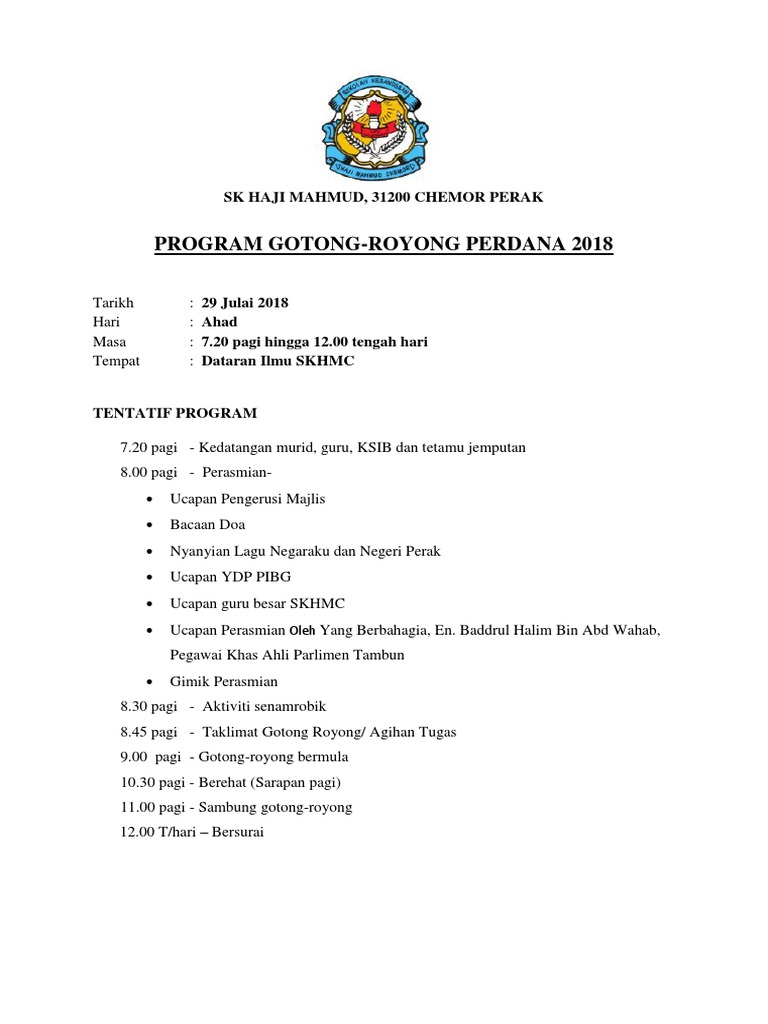 Tentatif Program Gotong Royong 2018 | PDF Tentatif Program Gotong Royong 2018 | PDF