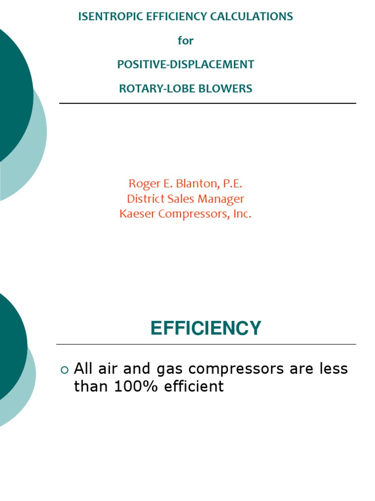 Isentropic Efficiency in Rotary-Lobe Blowers | PDF | Thermodynamic ...