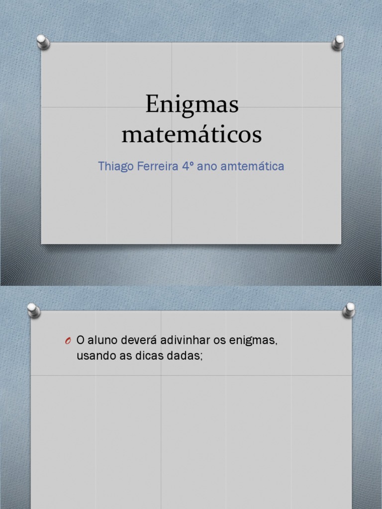 Enigmas matemáticos e dicas para resolvê-los | PDF