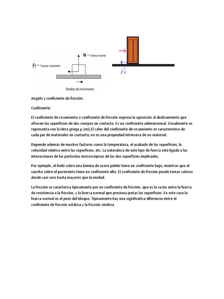 Angulo y Coeficiente de Friccion | PDF | Fricción | Ingeniería mecánica