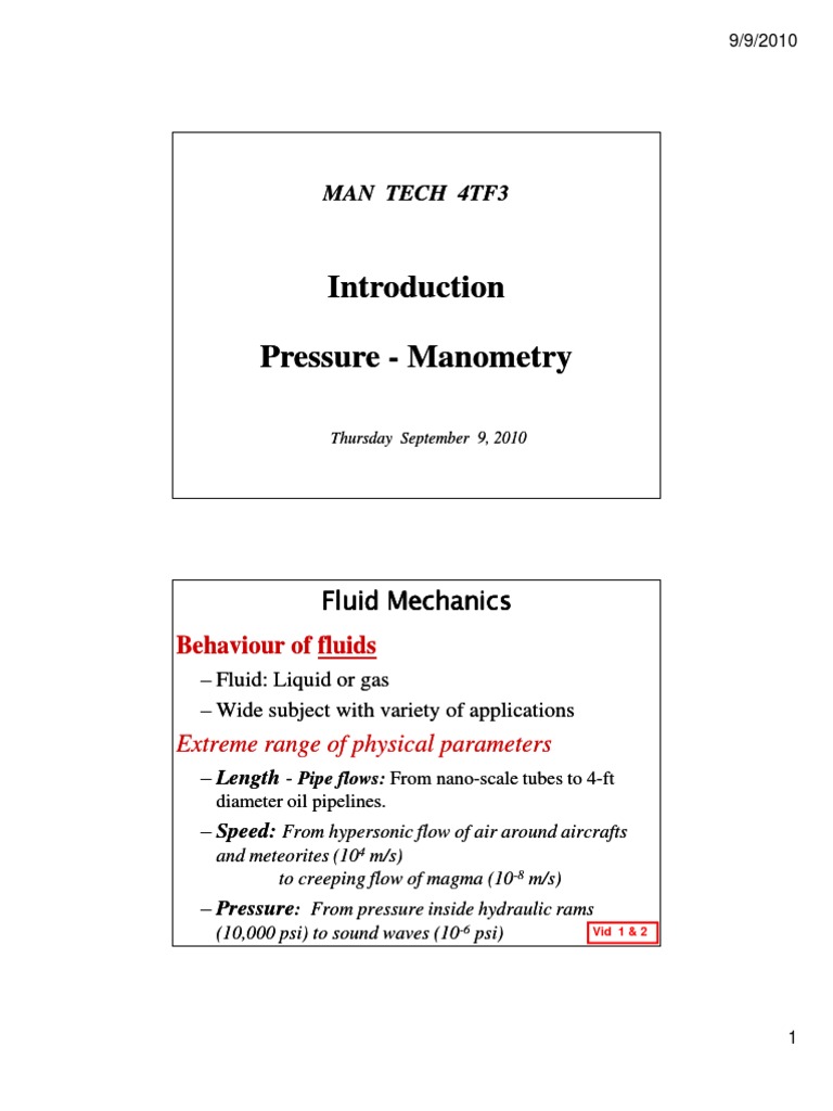 Pressure Pressure - Manometry Manometry: Man Tech 4Tf3 Man Tech 4Tf3 ...