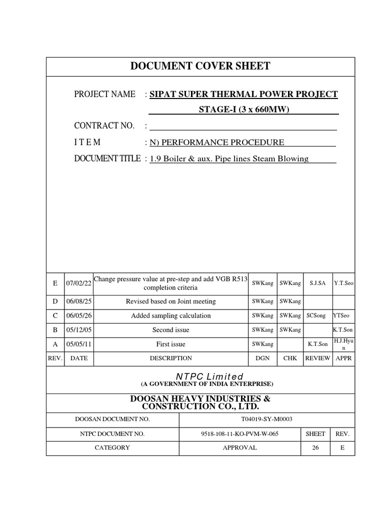 Steam Blowing Procedure | PDF | Boiler | Steam